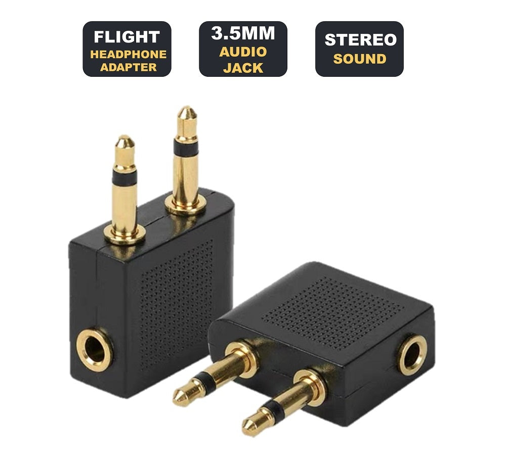3.5mm Dual Male To 3.5mm Female Gold Plated Connectors Airplane Inflig ...